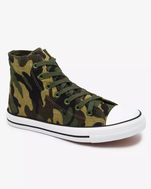 Adidași verzi pentru bărbați cu model moro Adoisso - Încălțăminte ...