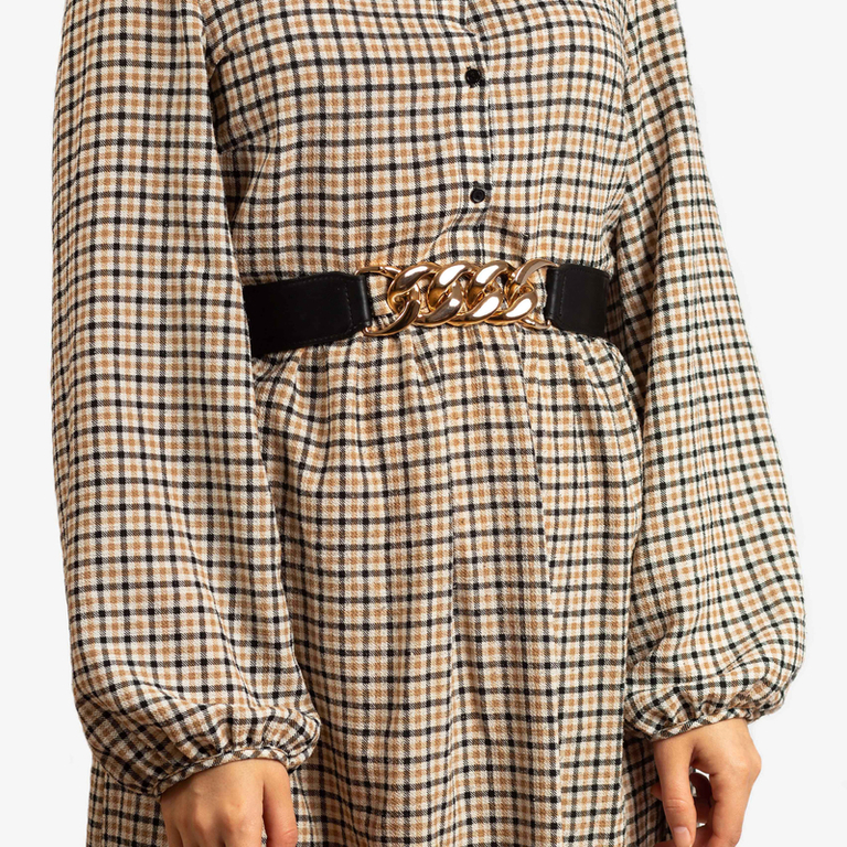 Cureaua Neagra Elastica pentru Dama cu Lant Auriu - Accesorii - aur ...