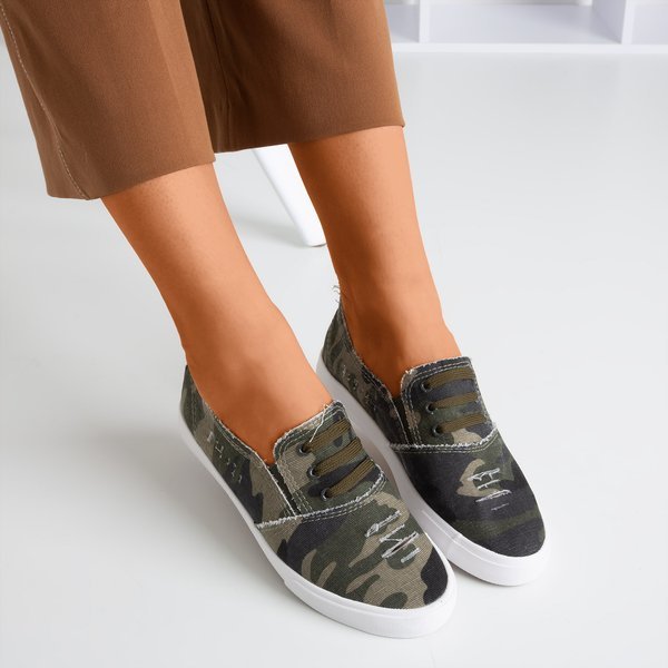 Adidași de damă de culoare verde închis Leandra camo - Încălțăminte ...