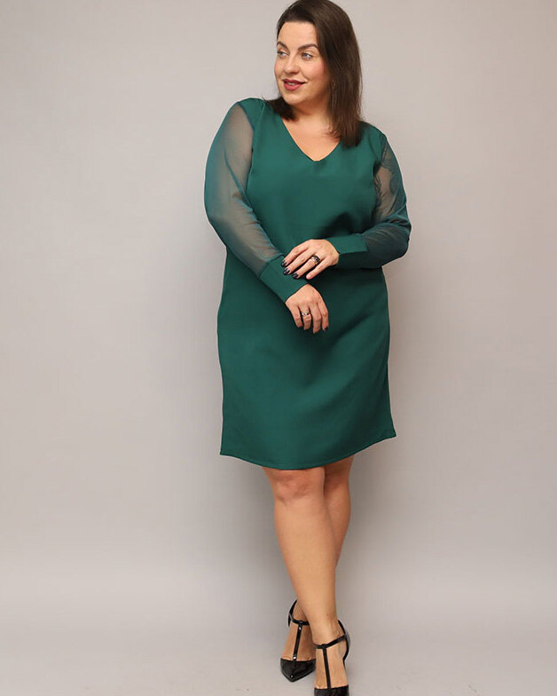 Rochie lucioasă până la genunchi în verde PLUS SIZE- Îmbrăcăminte ...