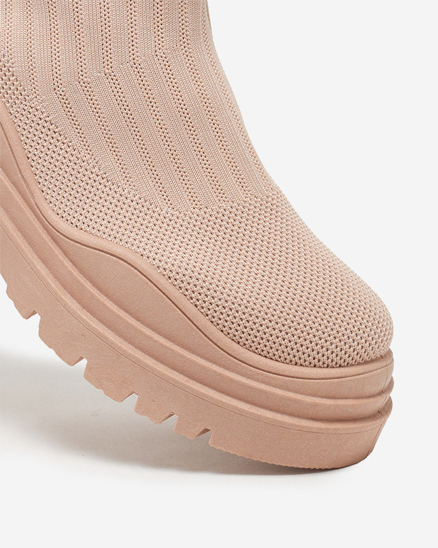 Cizme de damă cu talpă mai groasă din nud Korlic - Încălțăminte - bej ...