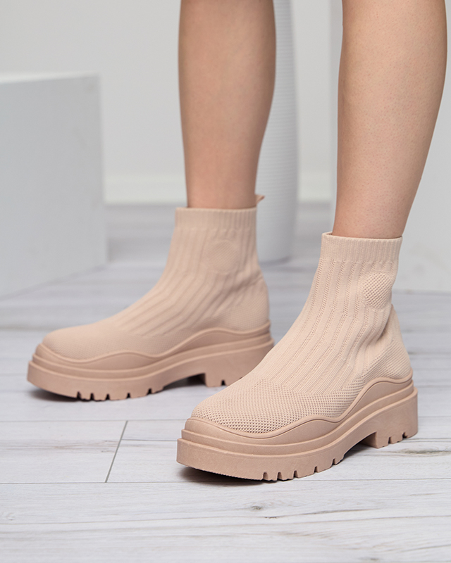 Cizme de damă cu talpă mai groasă din nud Korlic - Încălțăminte - bej ...