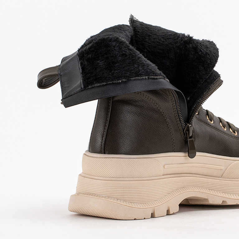 Cizme de damă cu toc verde de culoare verde închis Magara - Pantofi ...