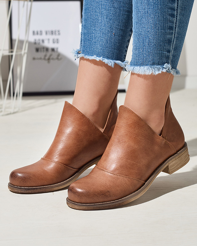 Cizme de damă din piele ecologică de culoare camel Nafres- Footwear ...