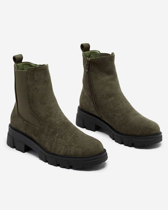 Cizme de damă din piele ecologică verde închisă Akirta- Footwear ...