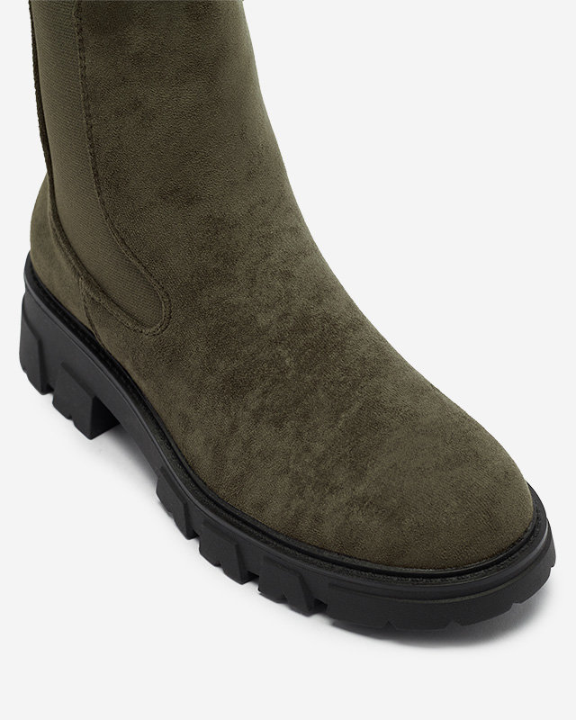 Cizme de damă din piele ecologică verde închisă Akirta- Footwear ...