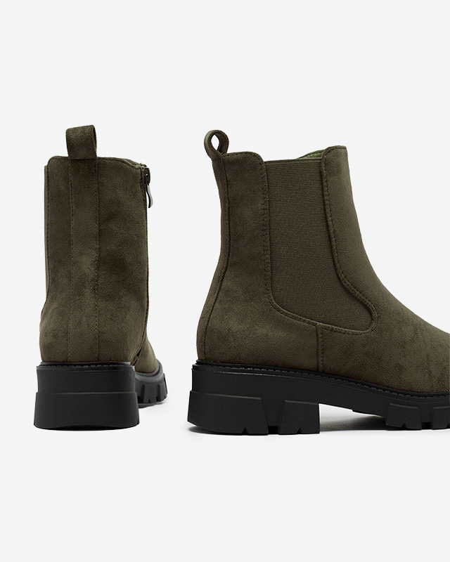 Cizme de damă din piele ecologică verde închisă Akirta- Footwear ...