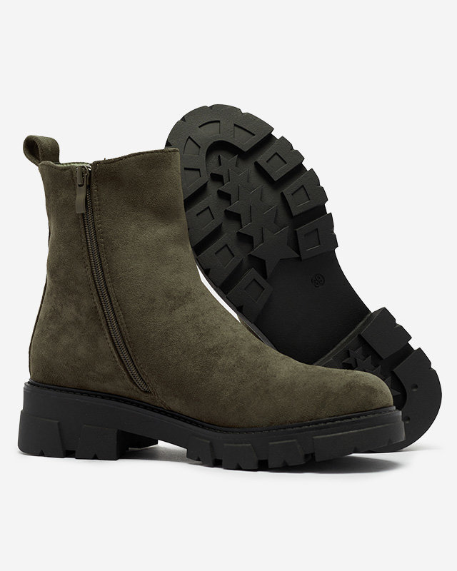 Cizme de damă din piele ecologică verde închisă Akirta- Footwear ...