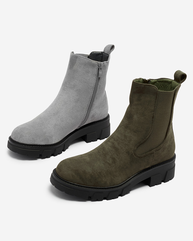 Cizme de damă din piele ecologică verde închisă Akirta- Footwear ...