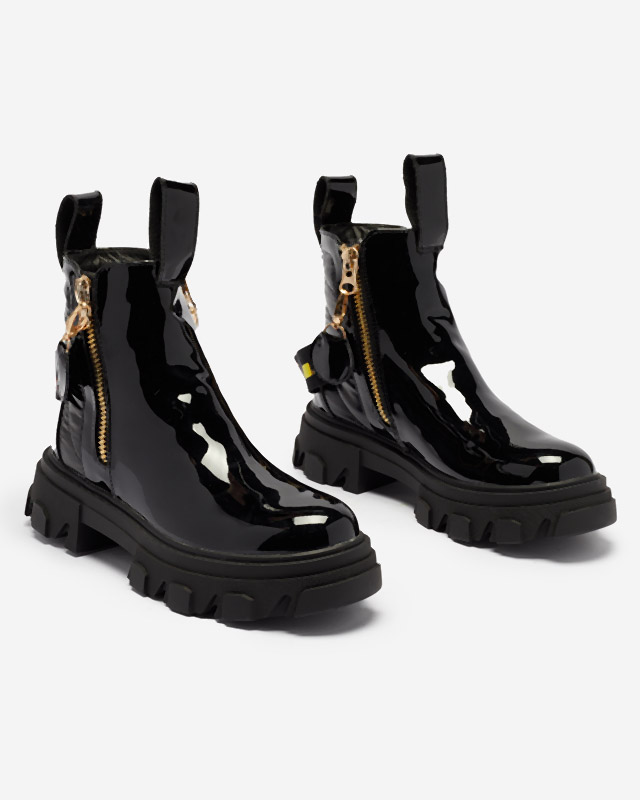 Cizme de dama neagra din piele lacuita Osallu - Incaltaminte - negru ...