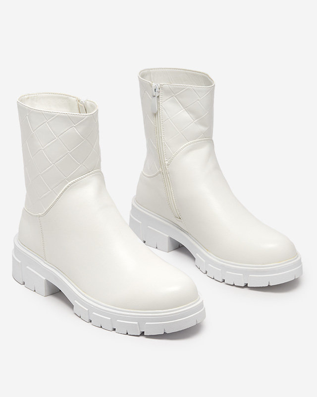 Cizme înalte de damă albe cu matlasare Redis - Încălțăminte - alb ...