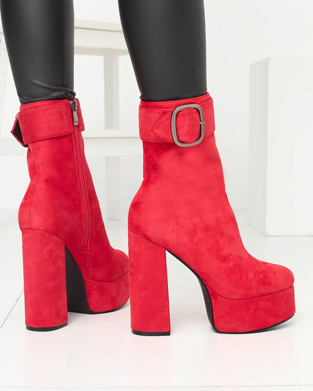 Cizme roșii de damă cu toc Vefera - Pantofi - roșu | royal-fashion.ro ...