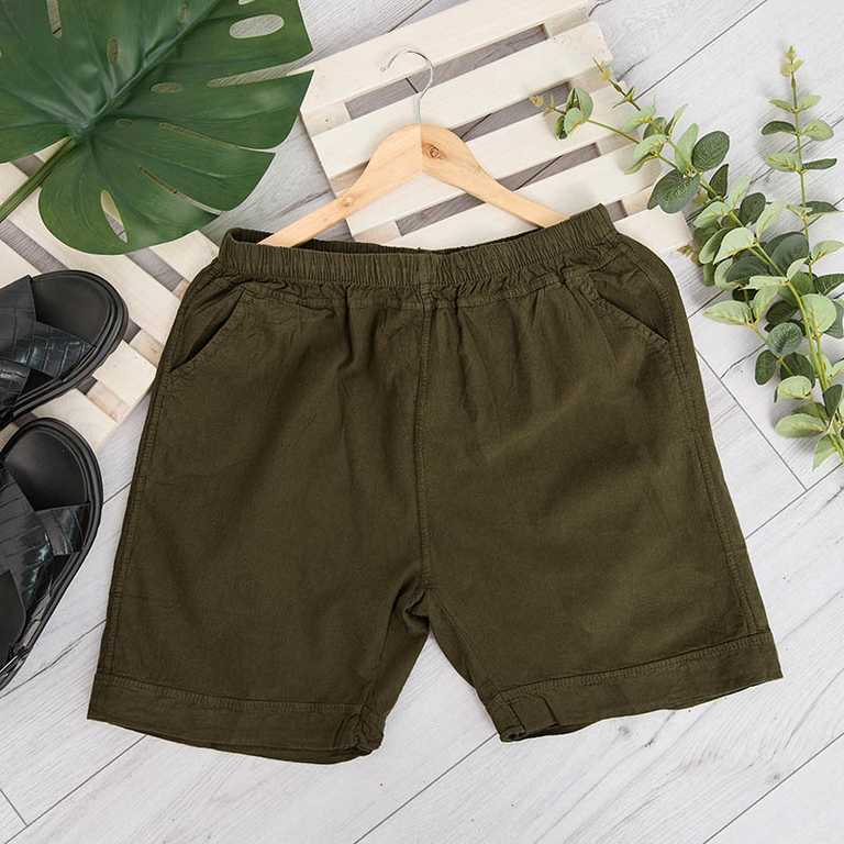 Pantaloni scurți de damă din bumbac cu buzunare verde închis ...