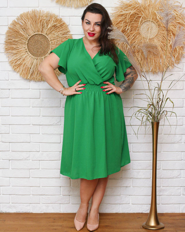 Rochie de dama verde inchis cu talie decupata. Îmbrăcăminte de mărimi ...