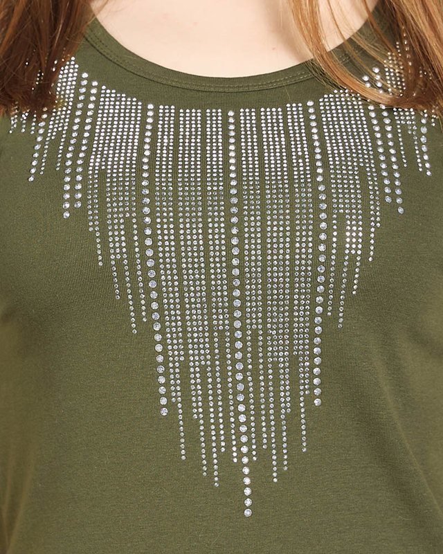 Top de dama verde inchis din bumbac cu zirconiu cubic - Imbracaminte ...